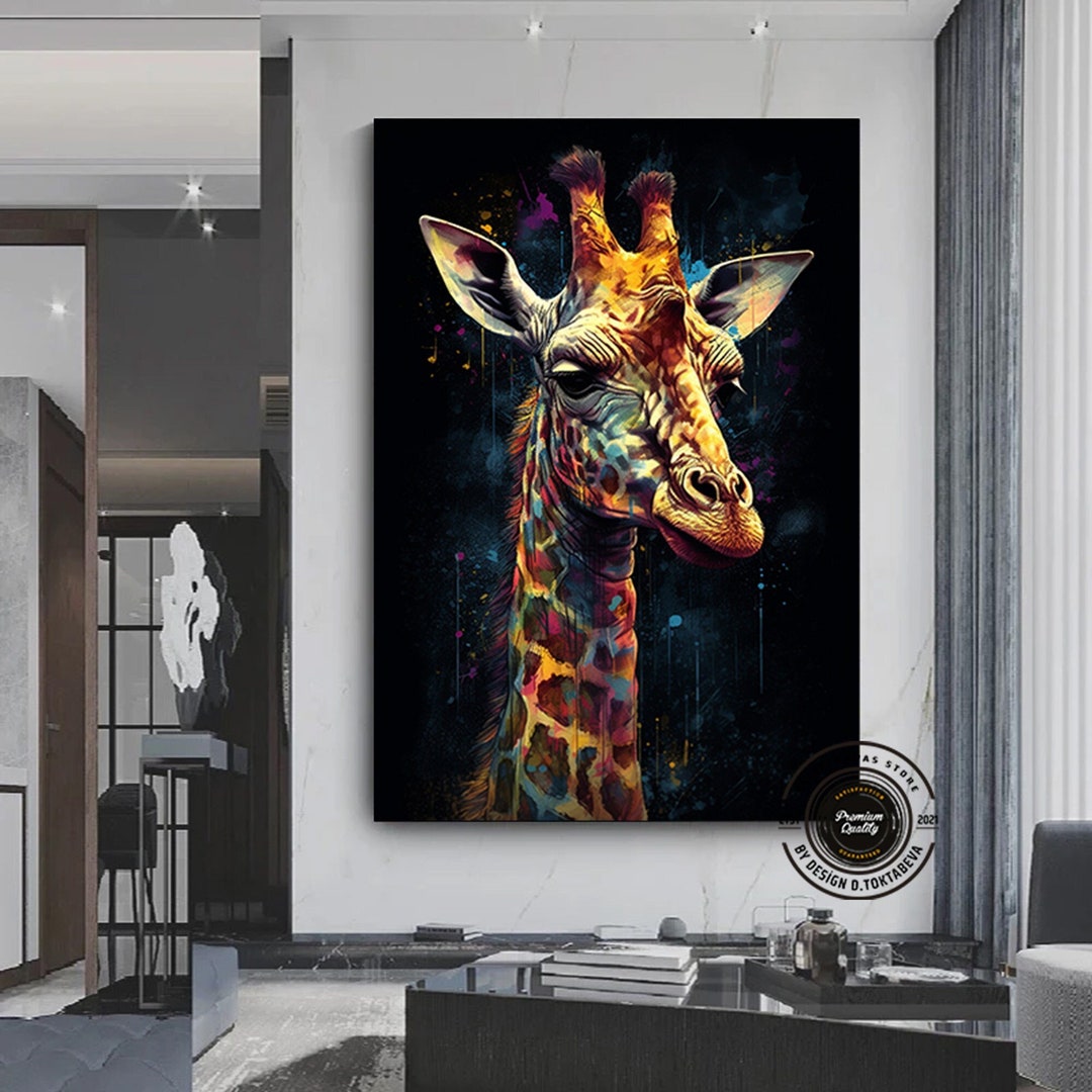 Handmade Giraffe Canvas Print: Modern Pop Art Animal Wall Decor - Etsy