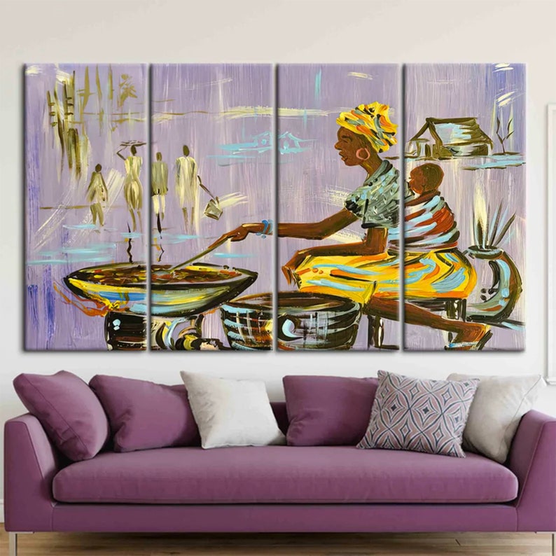 African Mother Cooking Ethnic Wall Art African Wall Art - Etsy