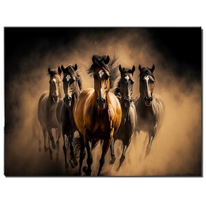 Horse Wall Art ,5 Running Horses Canvas Wall Art, Landscape Art,running ...