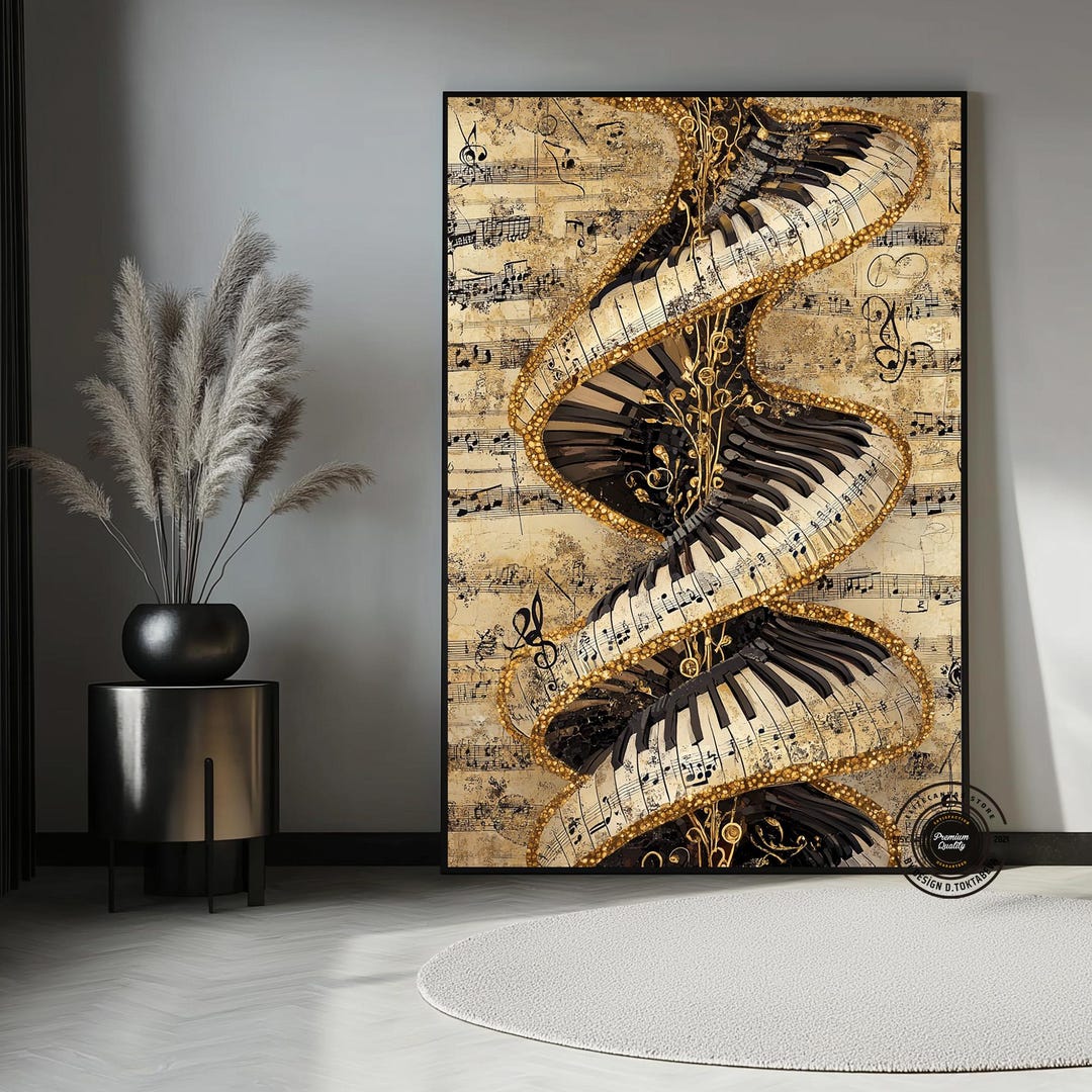 Abstract Piano Keyboard Canvas, Musical DNA Art, Handmade - Etsy