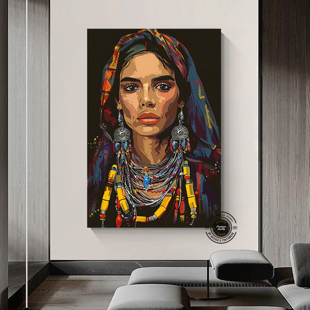 Berber Woman Portrait Canvas Painting: Moroccan Wall Art - Etsy