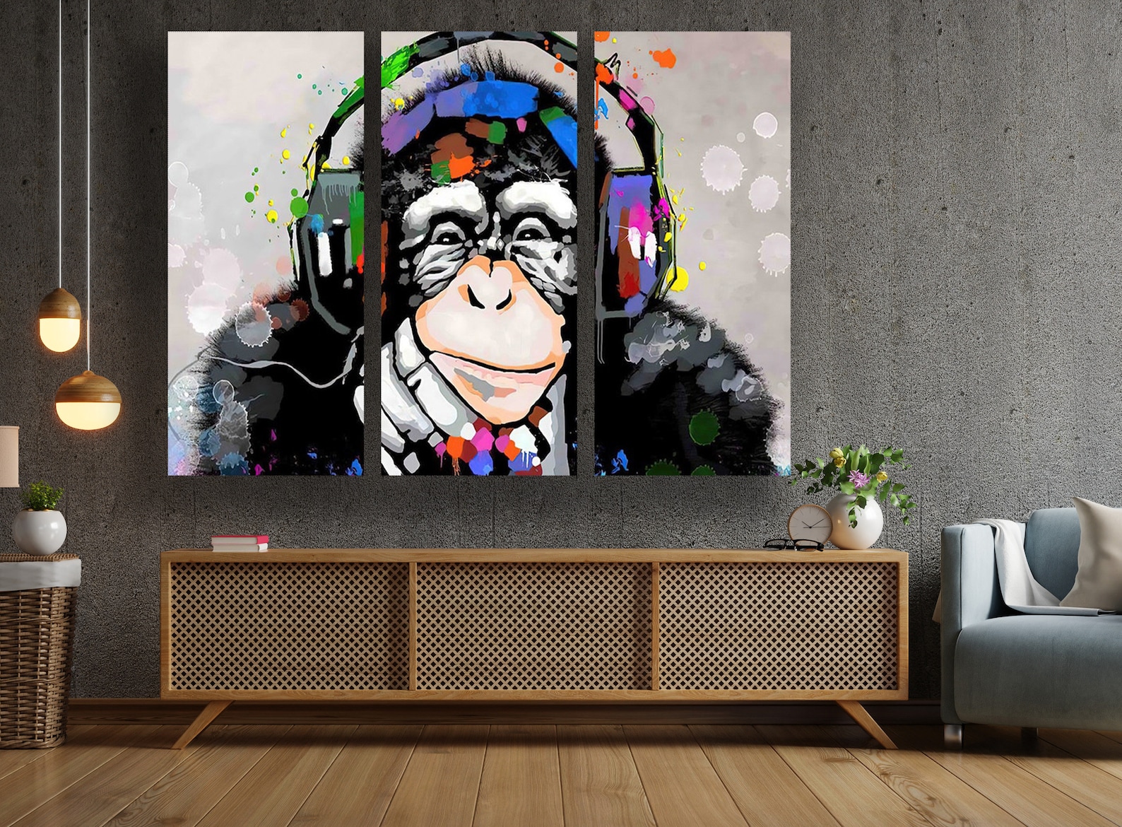 Graffiti Monkey Canvas Print, Colorful Chimp Wall Art, Animal Decor - Etsy