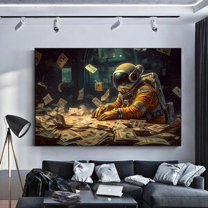 Money and Astronaut Canvas Art,astronaut Canvas Print Wall Art Decor ...