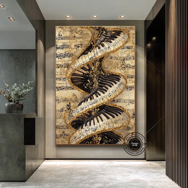 Abstract Piano Keyboard Canvas, Musical DNA Art, Handmade - Etsy