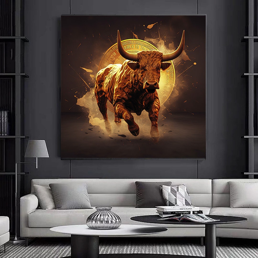 Bull Poster Longhorn Bull Poster Cow Poster Bull Canvas Print Bull on ...