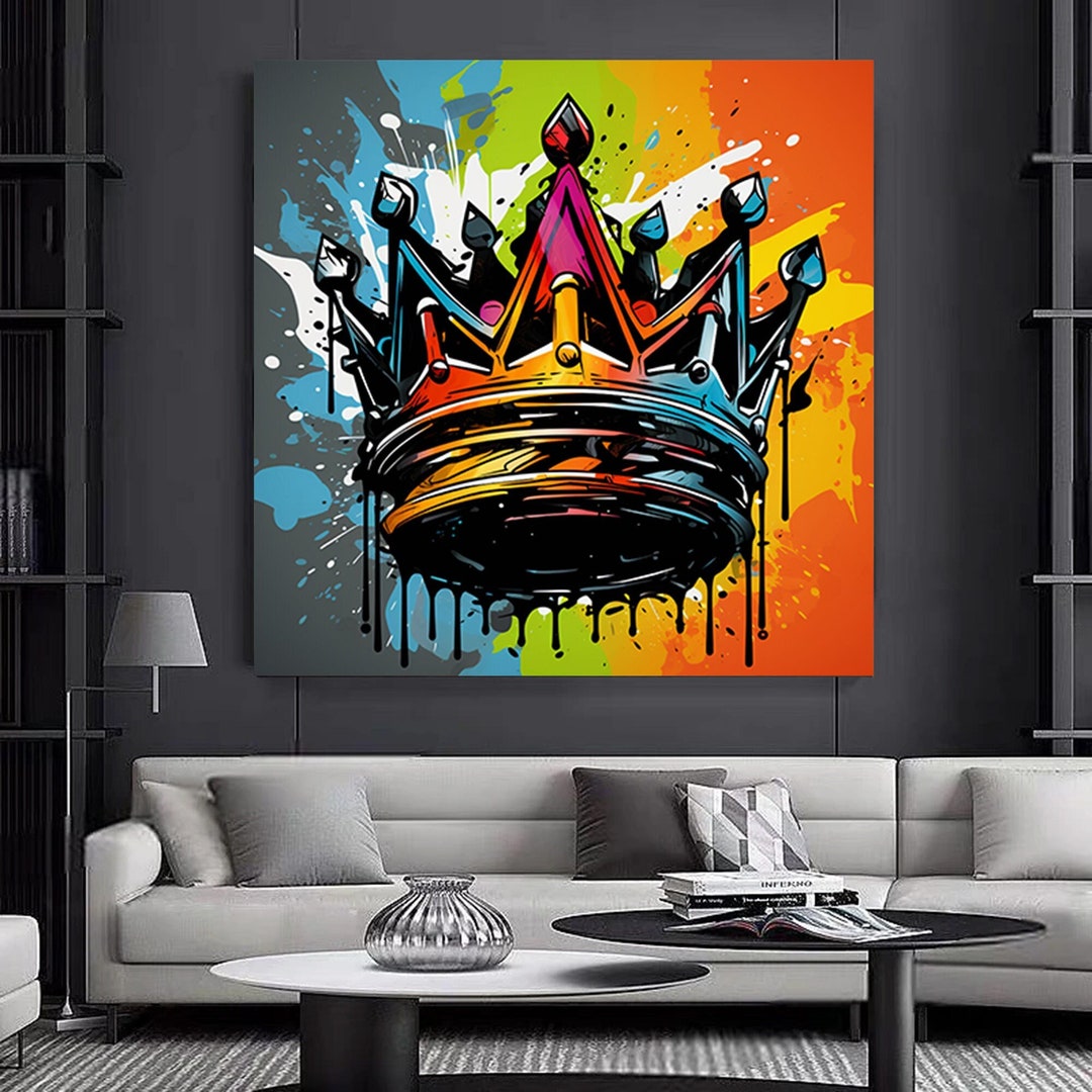 Crown Graffiti Wall Art, Crown Graffiti Art, King Crown Digital Art ...