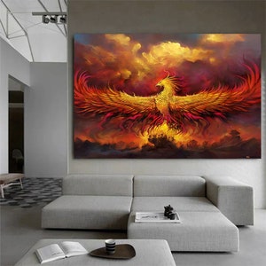 Phoenix Canvas Prints , Dragon Canvas Painting , Red Phoenix Canvas ...
