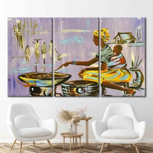 African Mother Cooking, Ethnic Wall Art, African Wall Art, Nigerian ...