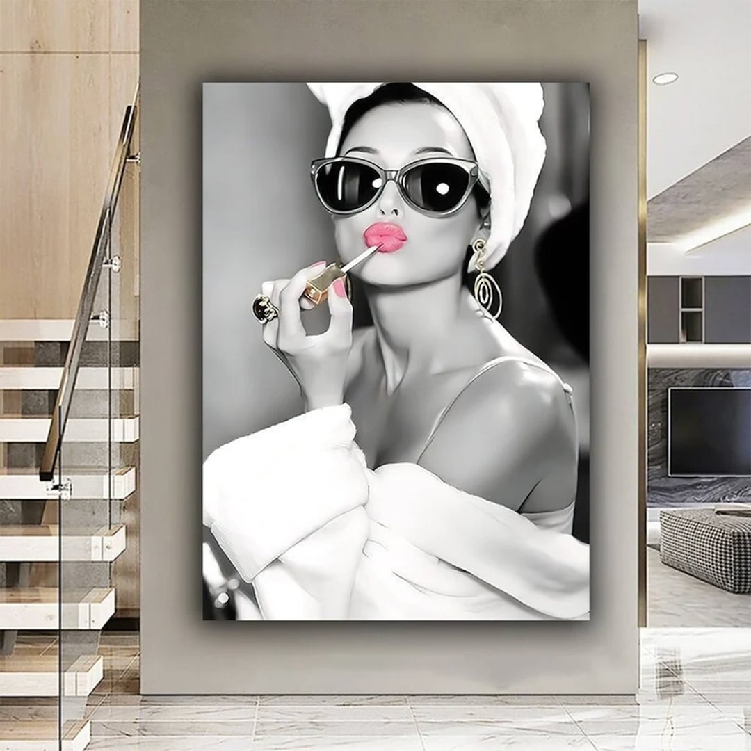 Audrey Hepburn Pink Lips Canvas Print, Fashion Wall Art - Etsy