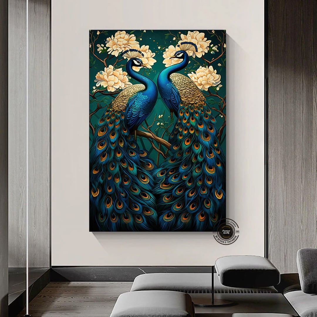 Peacock Wall Art Framed Poster, Peacock Wall Art, Peacock Painting ...