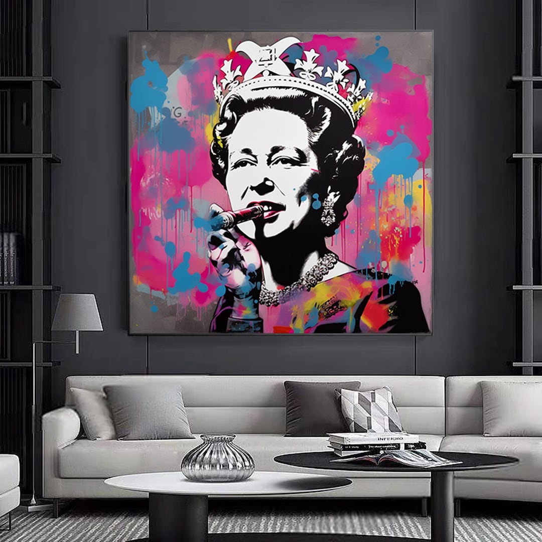 Queen Elizabeth Banksy Wall Art, Graffiti Wall Art, Banksy Street Art ...