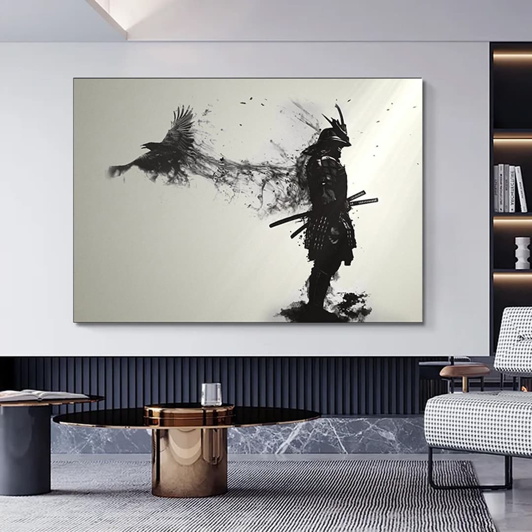 Samurai Man Canvas Wall Art , Samurai Canvas Print , Sanurai and ...