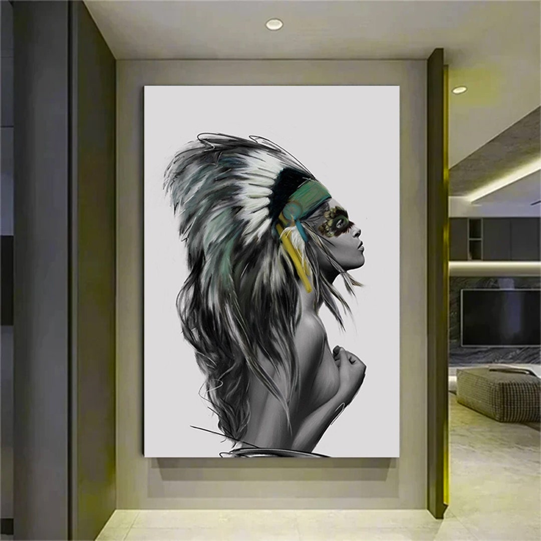 Native American Painting American Indian Tribe Wall Art Native American ...