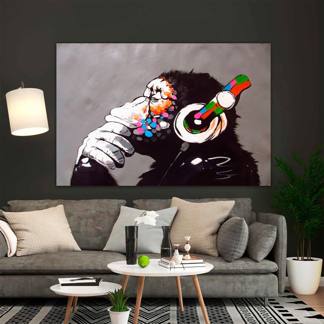 Abstract Graffiti Monkey Canvas Art: Colorful Chimp Wall Decor - Etsy