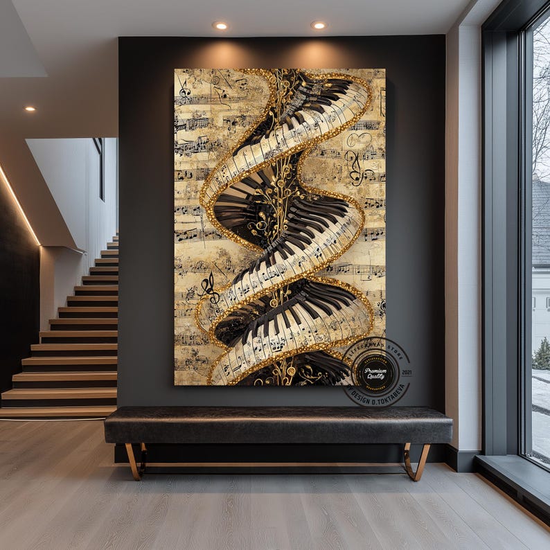 Abstract Piano Keyboard Canvas, Musical DNA Art, Handmade - Etsy