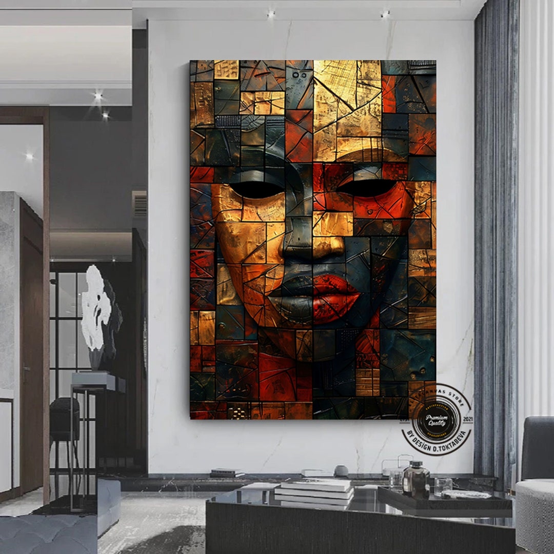 African Wall Symbols, African Canvas Painting, African Culture Home ...