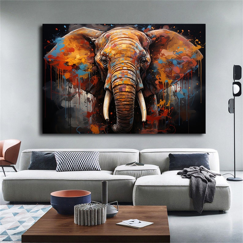 Modern Graffiti Elephant.graffiti Wall Art Decor.elephant - Etsy