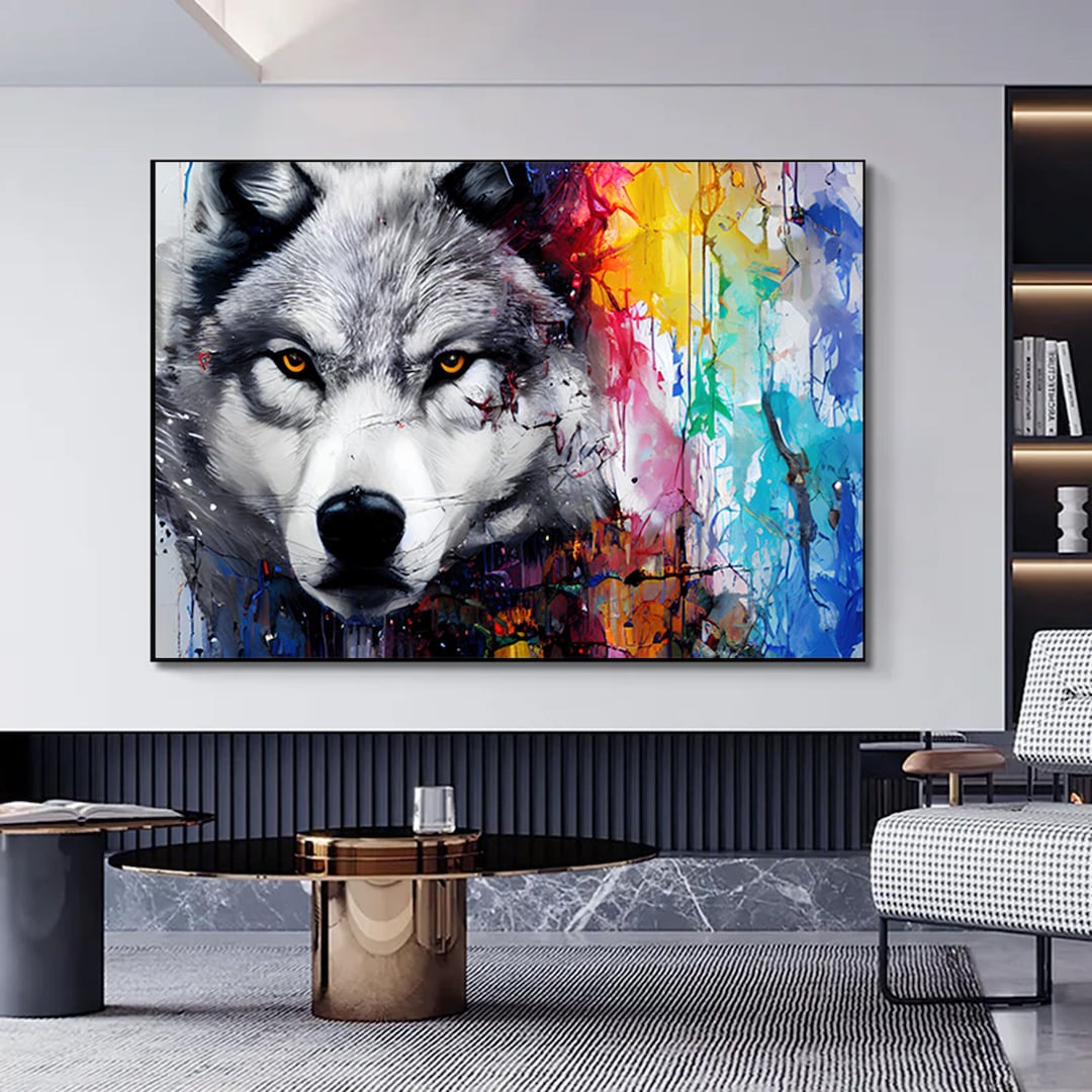 Wolf Animal Graffiti Wall Art,wolf Graffiti Canvas Poster,animal Wall ...