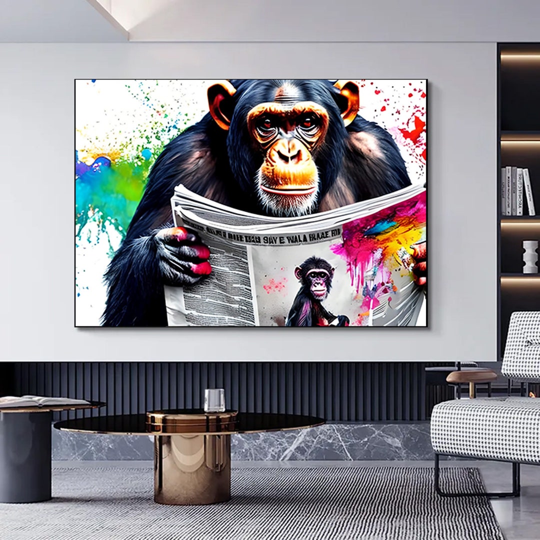 Abstract Graffiti Monkey, Funny Gorilla Wall Art Picture, Colorful ...
