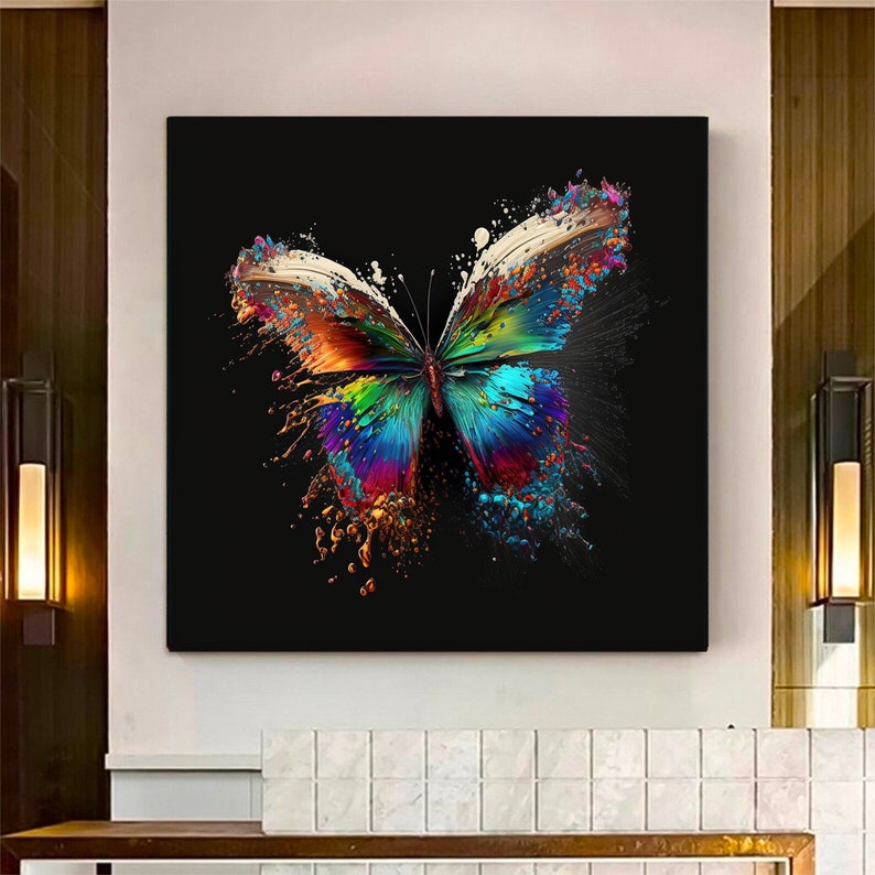 Colorful Butterfly Canvas Wall Art Animal Print on Canvas - Etsy