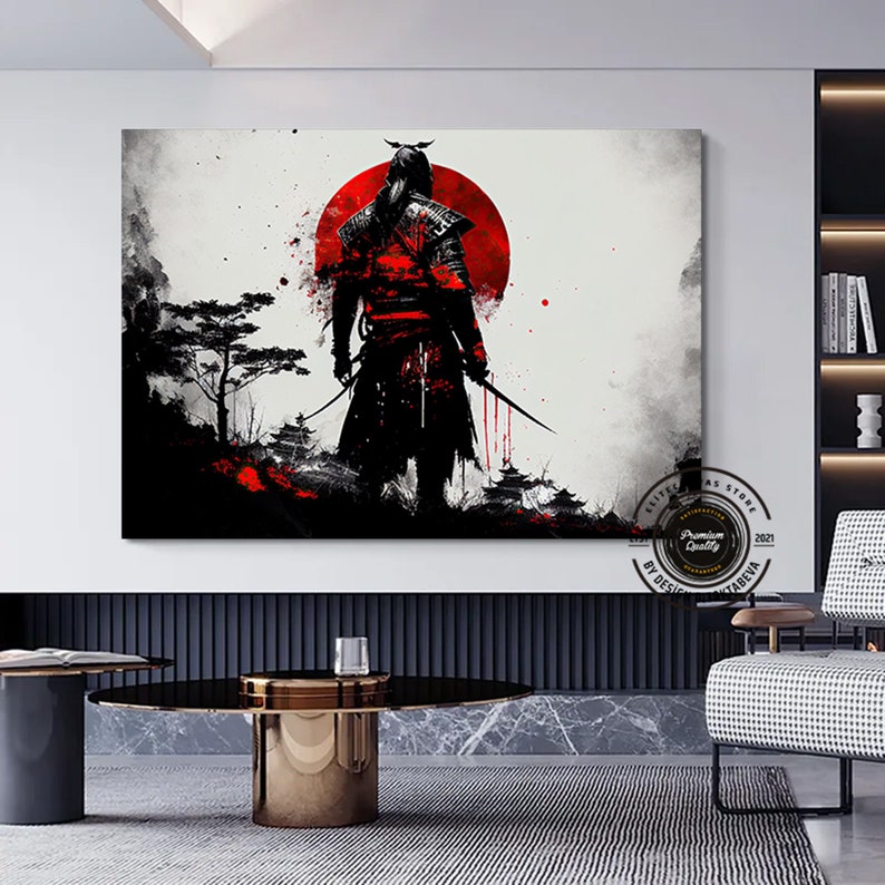 Samurai Canvas Wall Art: Oil Painting Style, Ready to Hang - Etsy