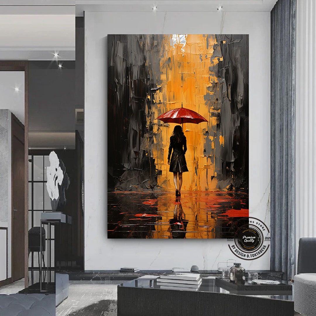Abstract Woman With Umbrella Canvas Print: Ready to Hang Wall Art - Etsy
