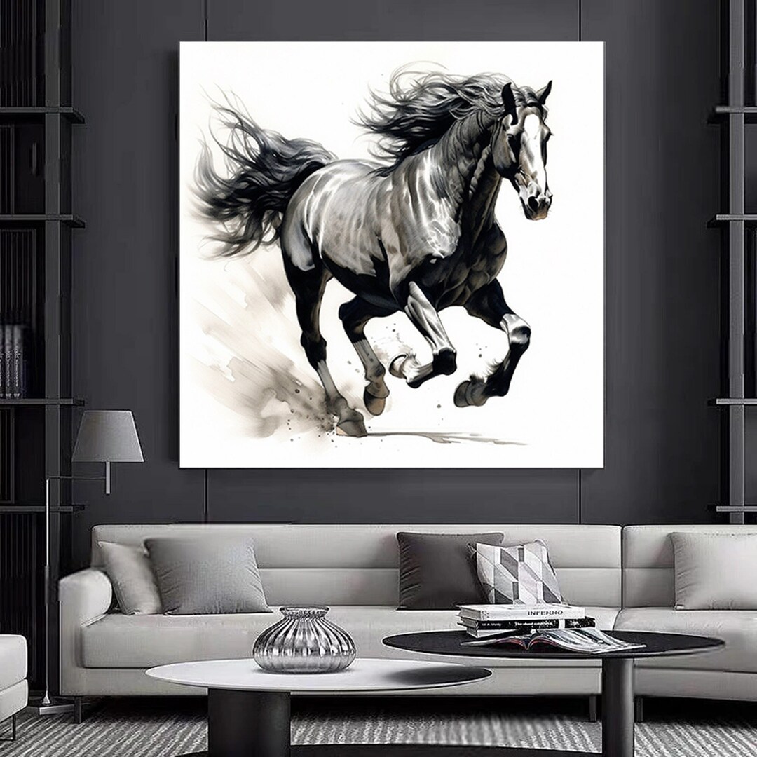 Black Horse Canvas Print: Large Animal Wall Art - Etsy