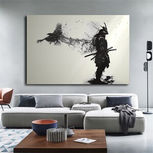 Samurai Man Canvas Wall Art , Samurai Canvas Print , Sanurai and ...
