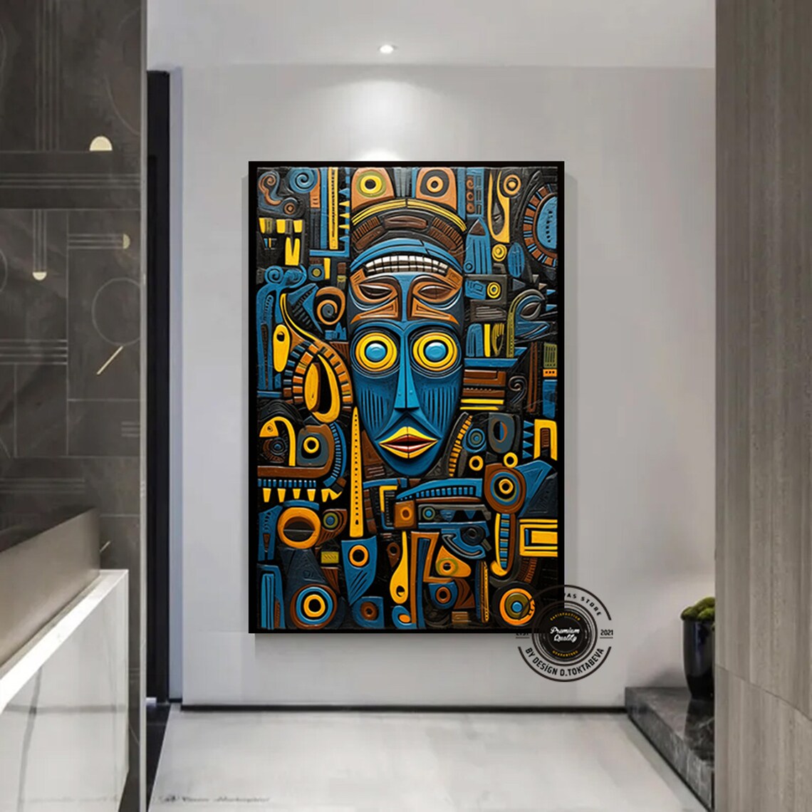 African Mask Canvas Painting: Cultural Wall Art Decor - Etsy