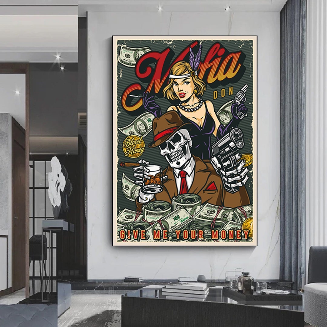 Dead Man's Hand - Skeleton Poker Wall Art - Skeleton Playing Poker ...