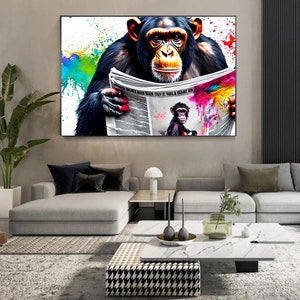 Abstract Graffiti Monkey, Funny Gorilla Wall Art Picture, Colorful ...