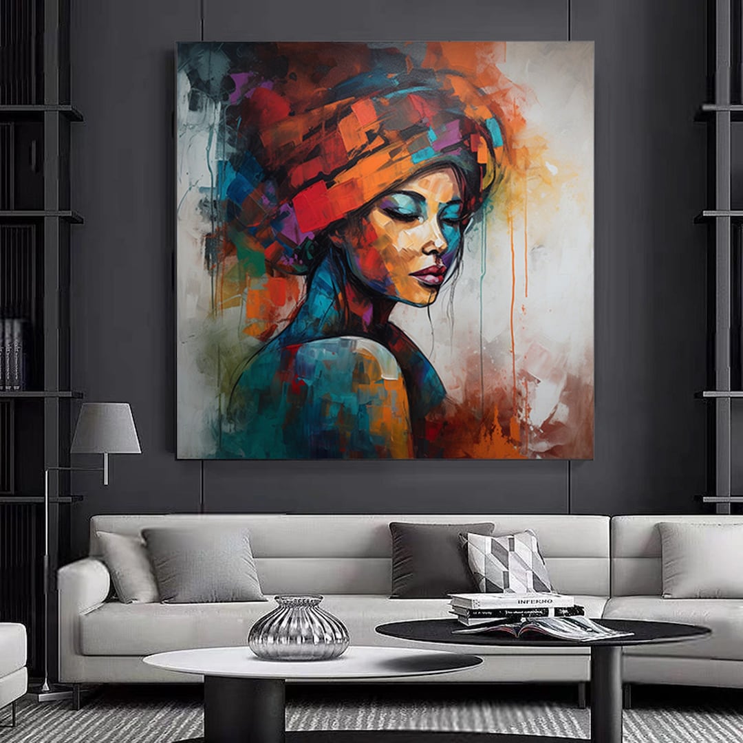 Colorful Woman Canvas Art, Painting Woman Art, Modern Canvas Art Print ...