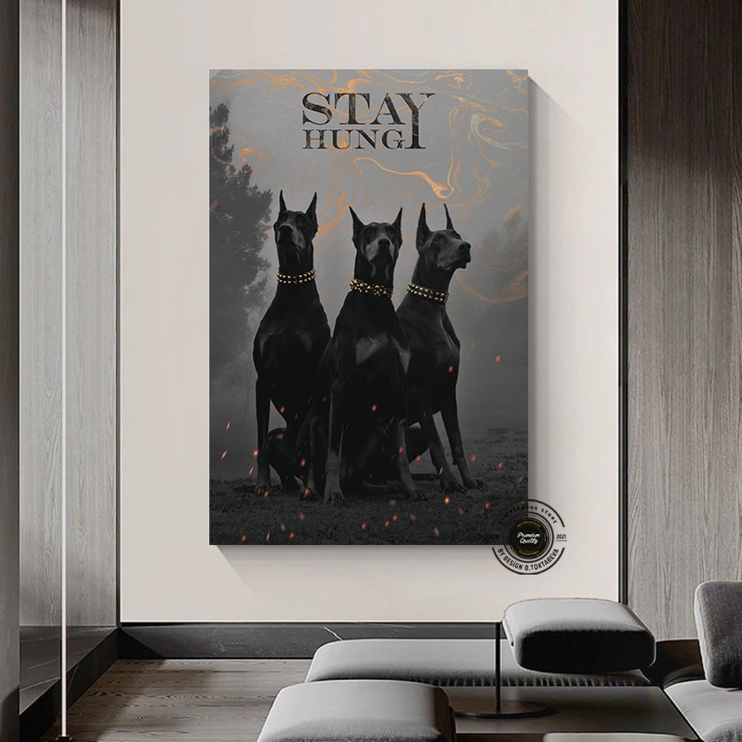 Black and White Doberman Gun Poster Fashion Photography Luxury Wall ...