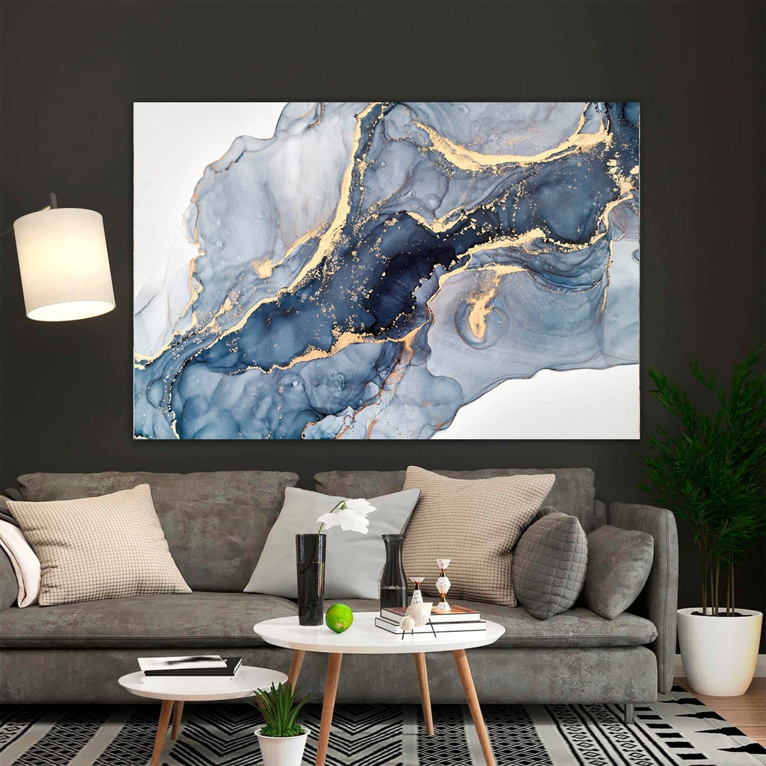 Marble Artwork | Blue Marble Wall Art | Blue Marble Print |gold Marble ...