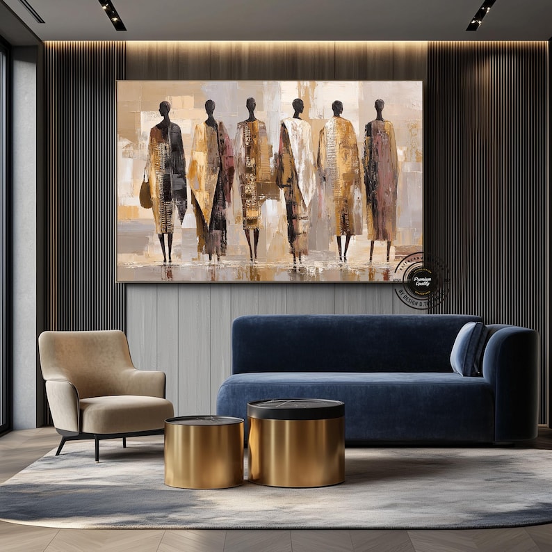 Abstract African Figures Canvas Art – Earth Tones Home Decor - Etsy