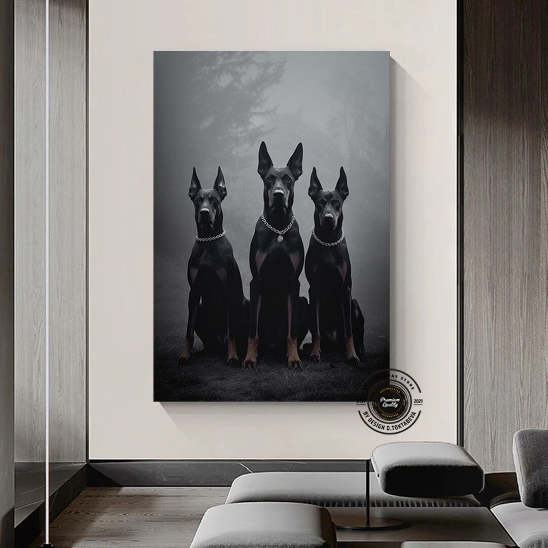 Black and White Doberman Gun Poster Fashion Photography Luxury Wall ...