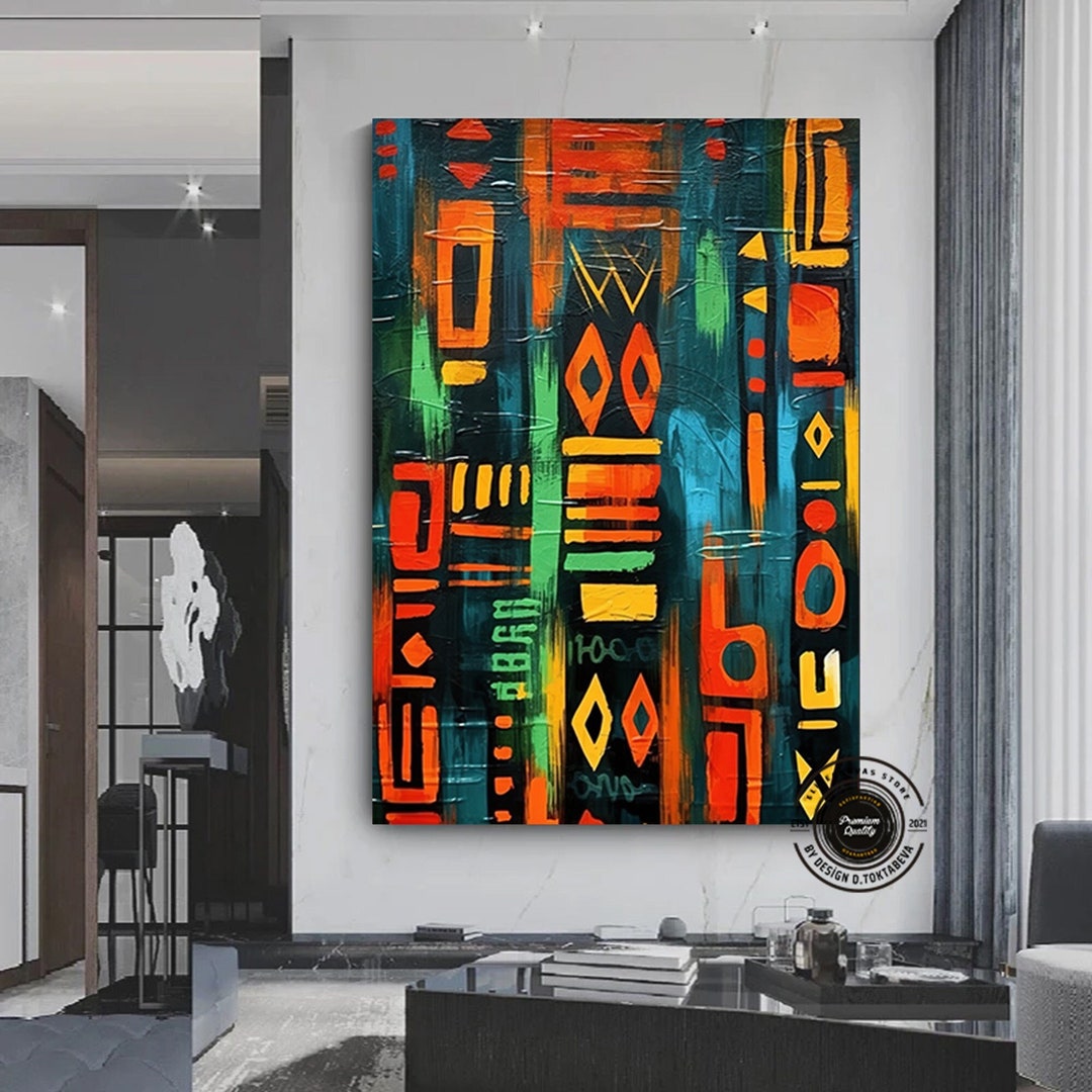 African Wall Symbols, African Canvas Painting, African Culture Home ...