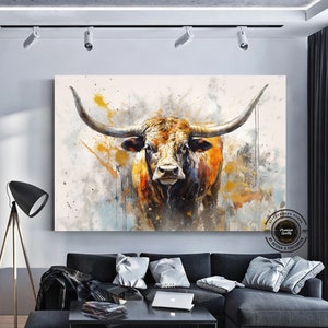 Bull Canvas Painting,colorful Bull,bull Painting Art,bull Wall Decor ...
