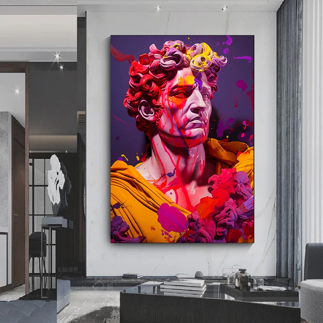 Graffiti Painting of Bust of David, Realistic Hyper Detailed Portrait ...