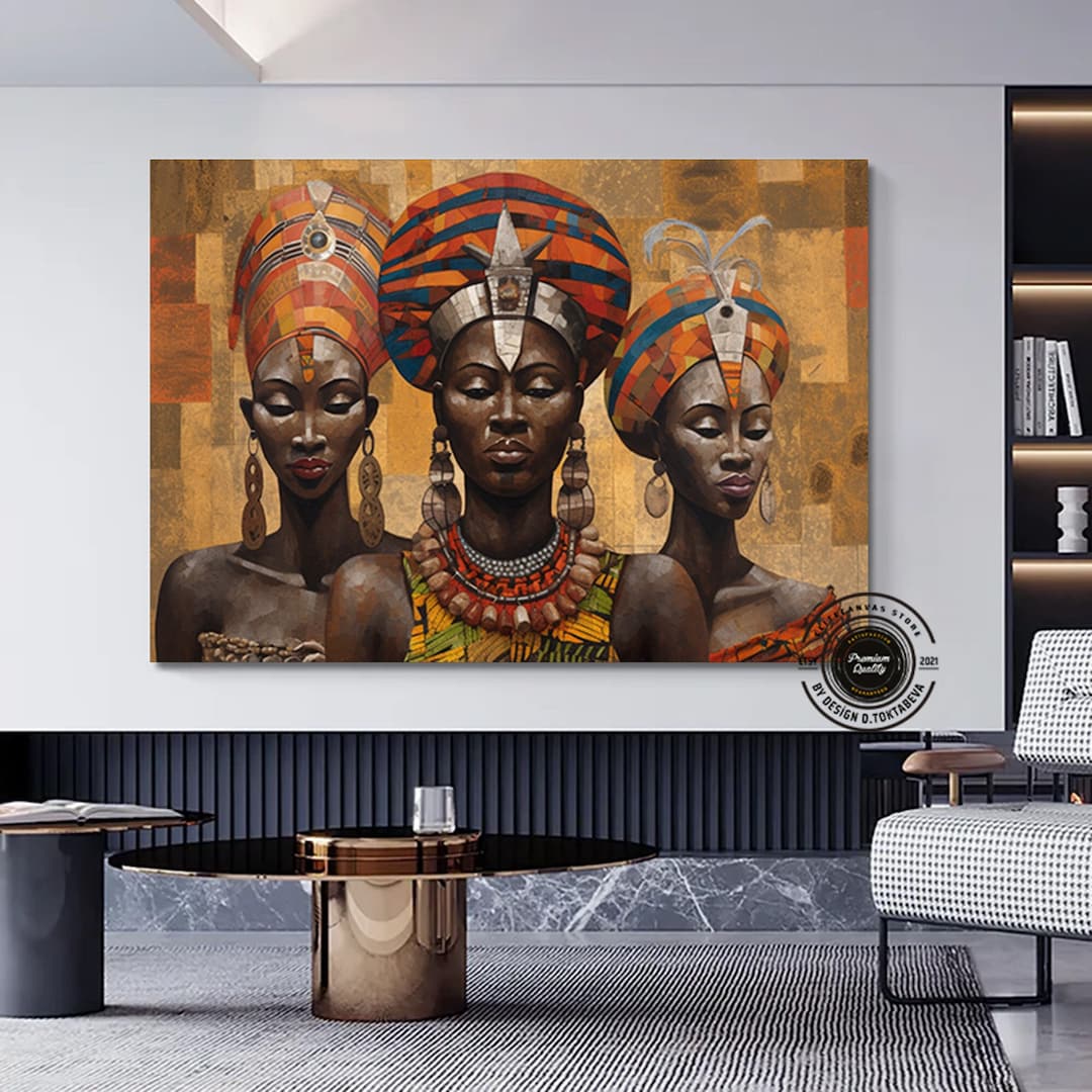 African Figures Culture Wall Art, African Culture Woman Wall Decor ...