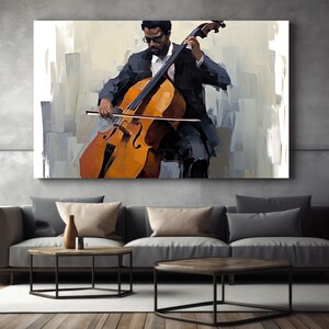 Cellist in Flow of Music - Canvas Print / Modern Wall Art / Wall Decor ...