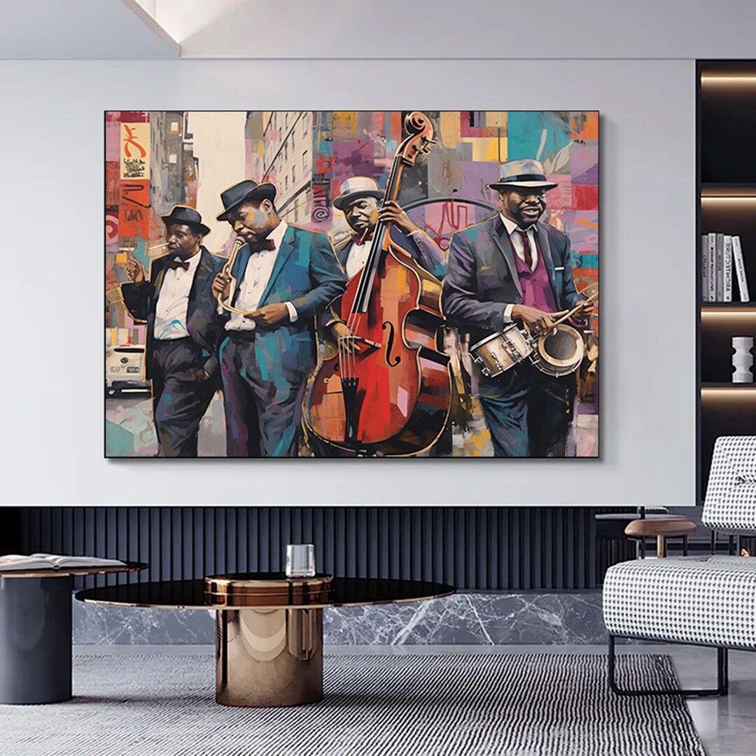 African Jazz Graffiti Art, African Canvas, Jazz Wall Art, Graffiti Wall ...