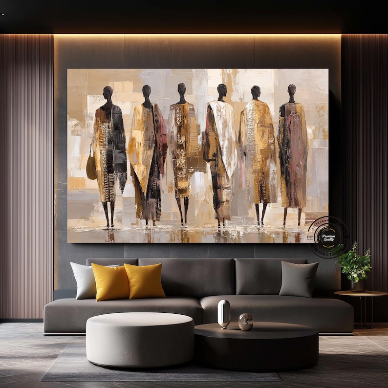 Abstract African Figures Canvas Art – Earth Tones Home Decor - Etsy