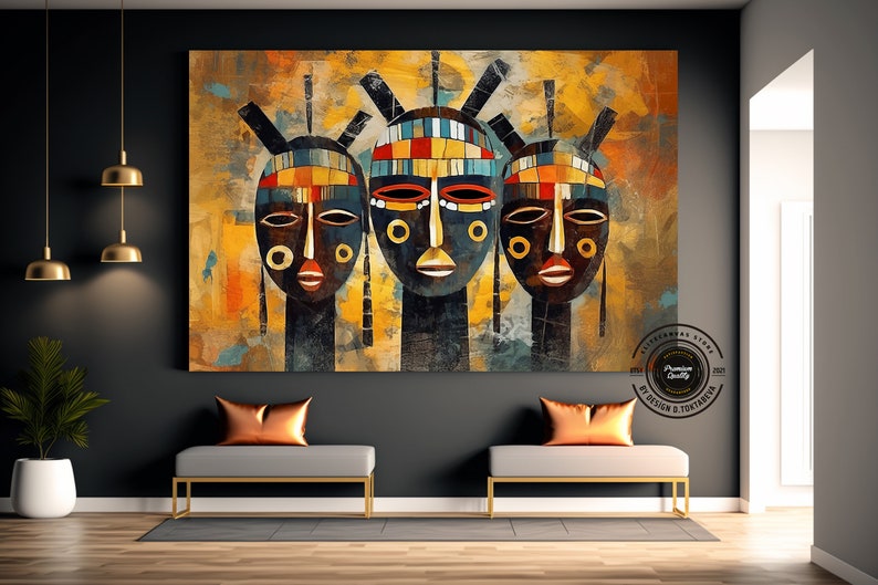 African Masks Canvas Print: Abstract Culture Wall Art - Etsy