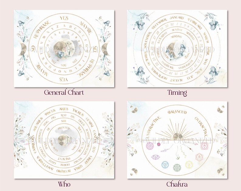 PENDULUM CHART PRINTABLE Board Lunar Flower White Moon Floral Download ...