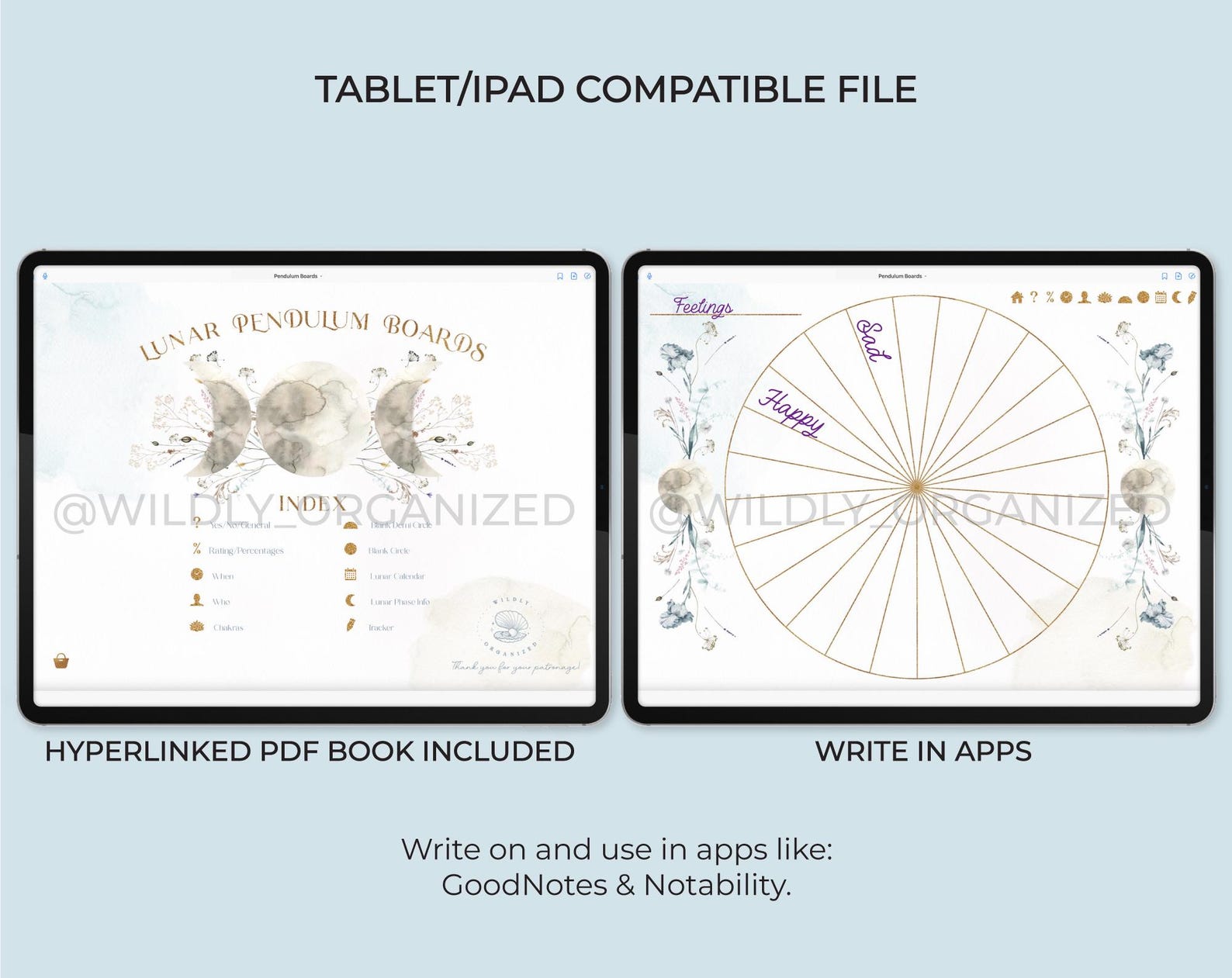 PENDULUM CHART - PRINTABLE Board Lunar Flower White Moon Floral ...
