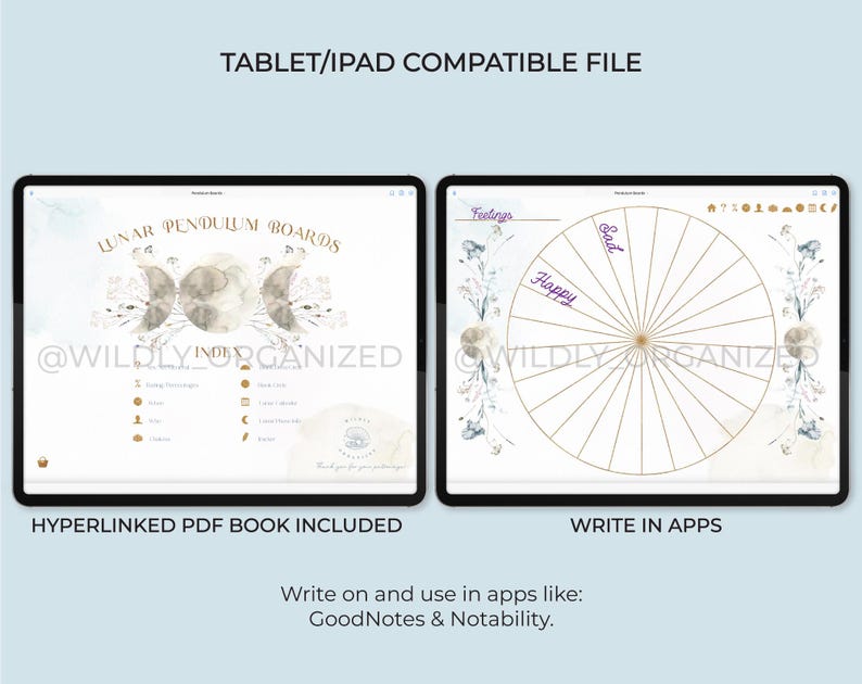 PENDULUM CHART - PRINTABLE Board Lunar Flower White Moon Floral ...