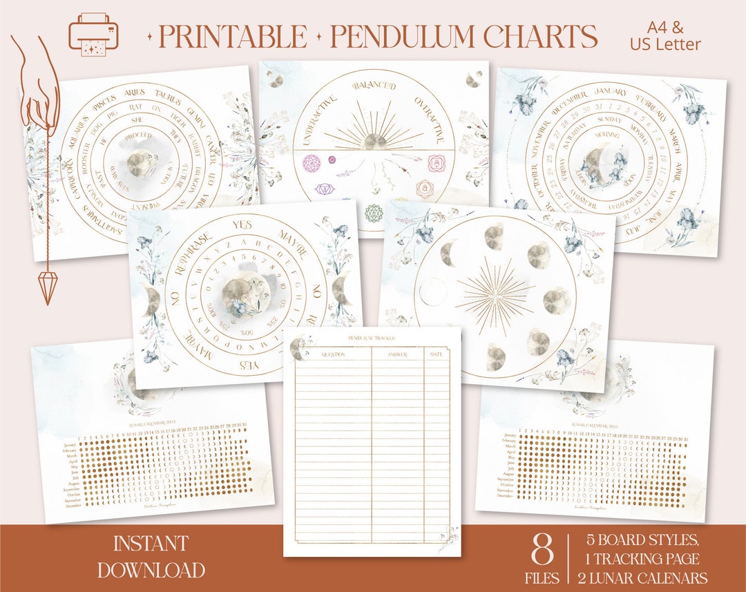 PENDULUM CHART PRINTABLE Board Lunar Flower White Moon - Etsy