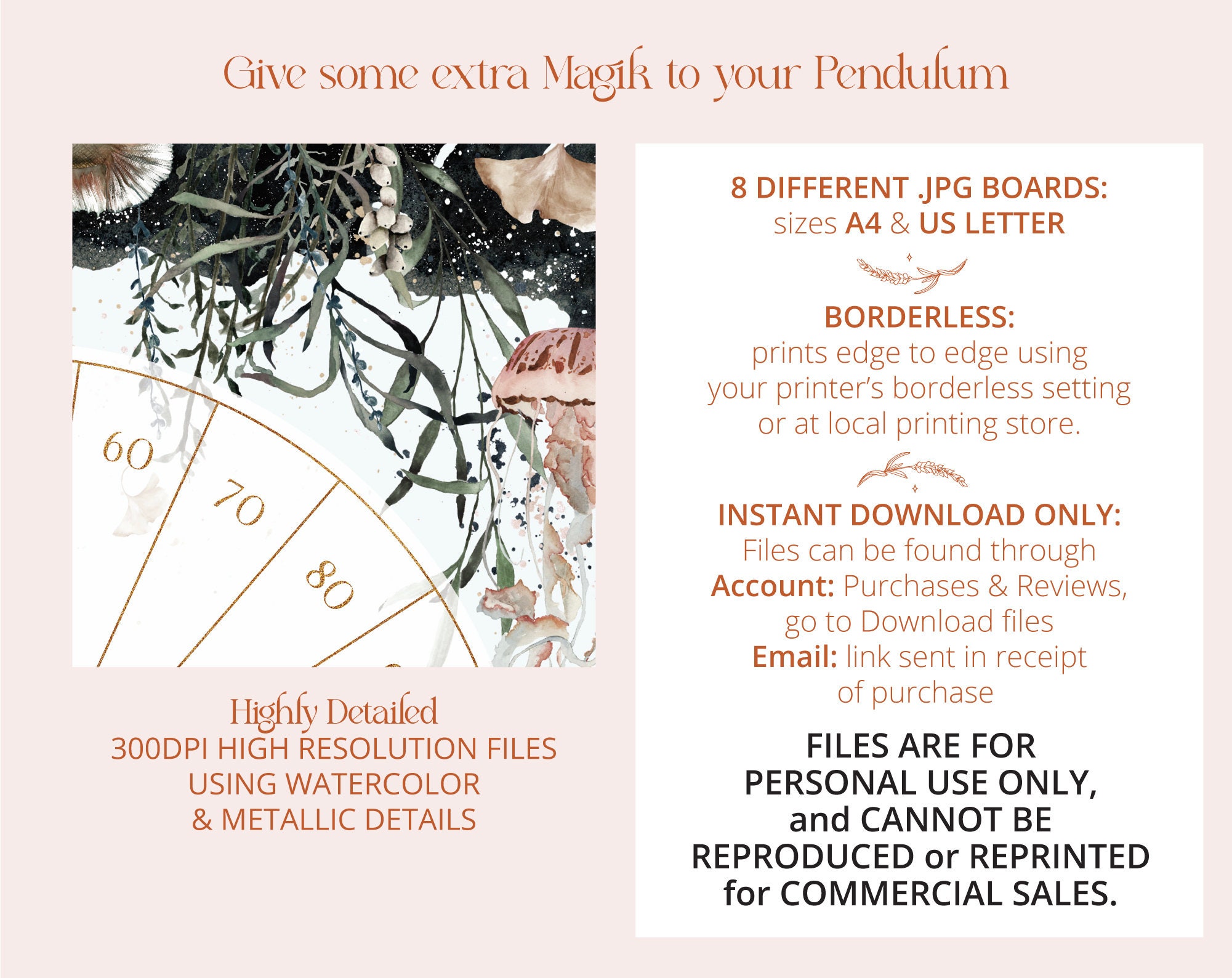 PENDULUM CHARTS Digital and Printable, Ocean, Sea, Mermaid Themed ...