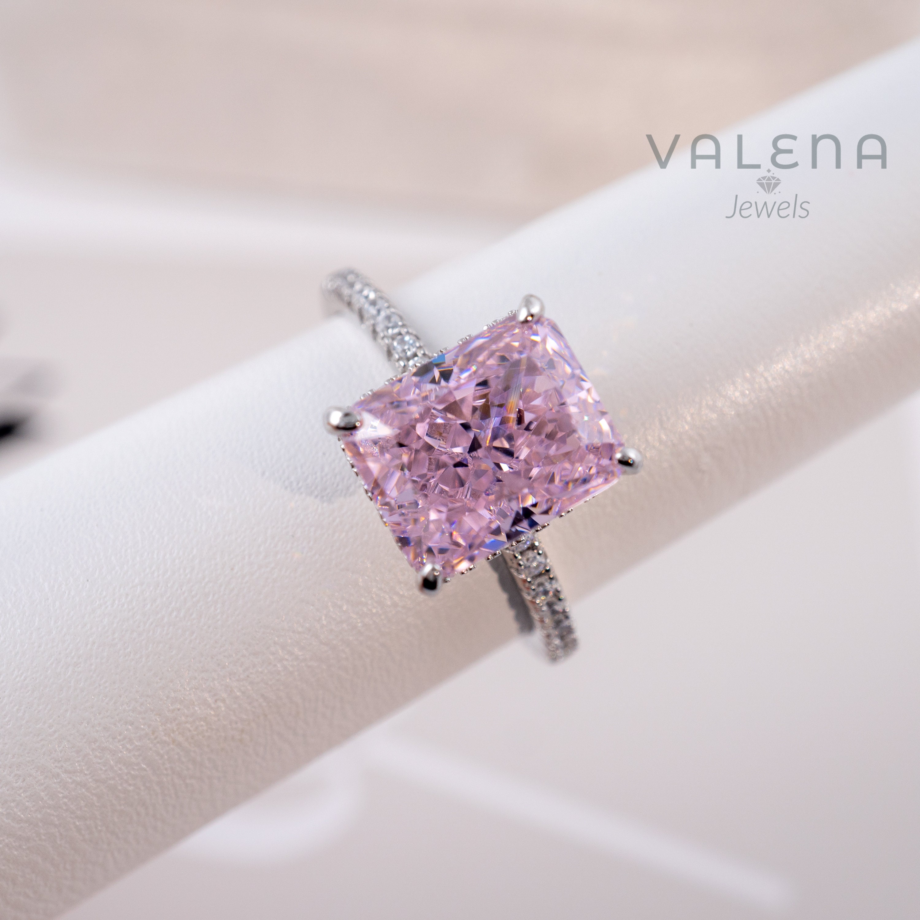 Sparkling Pink CZ Gem Ring 925 Silver Rings CZ Ring Pink - Etsy